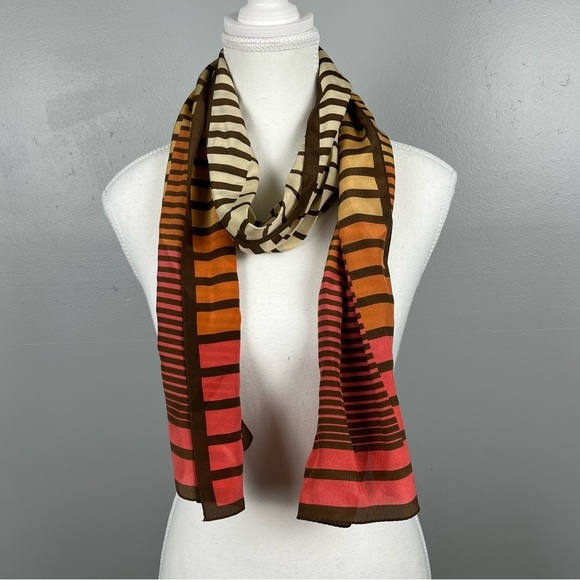 Talbots | Accessories | Vintage Talbots 0 Silk Brown Red Orange Beige ...